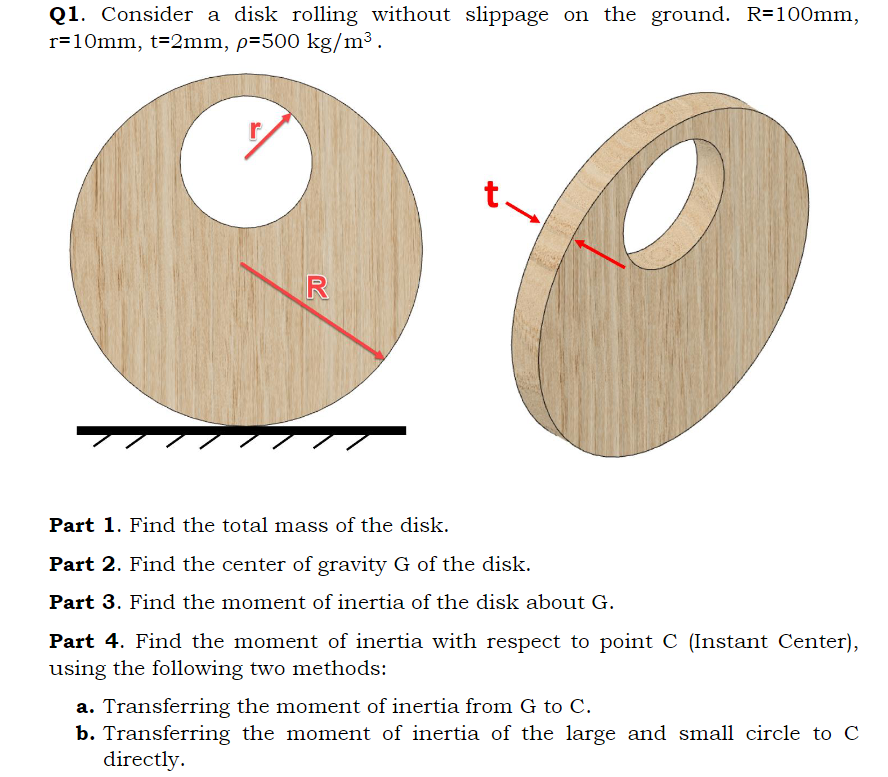 Solved Q1. ﻿Consider a disk rolling without slippage on the | Chegg.com