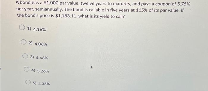 Solved A bond has a $1,000 par value, twelve years to | Chegg.com