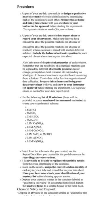 Solved The Ten Test Tube Mystery In this experiment, you | Chegg.com