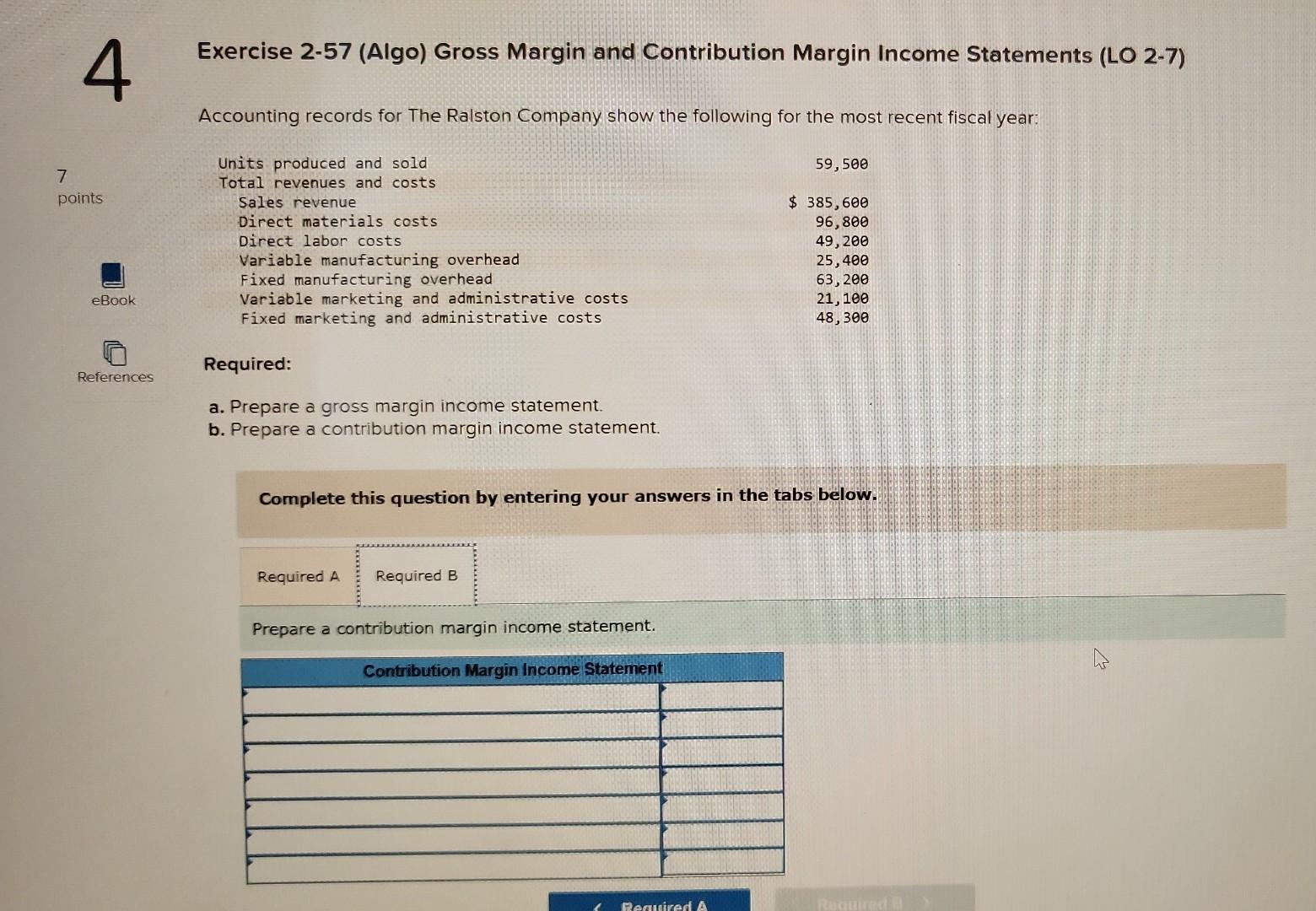 Solved Exercise 2.57 (Algo) Gross Margin and Contribution | Chegg.com