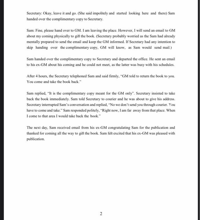 Solved "Case Study" Sam worked in a research department for | Chegg.com