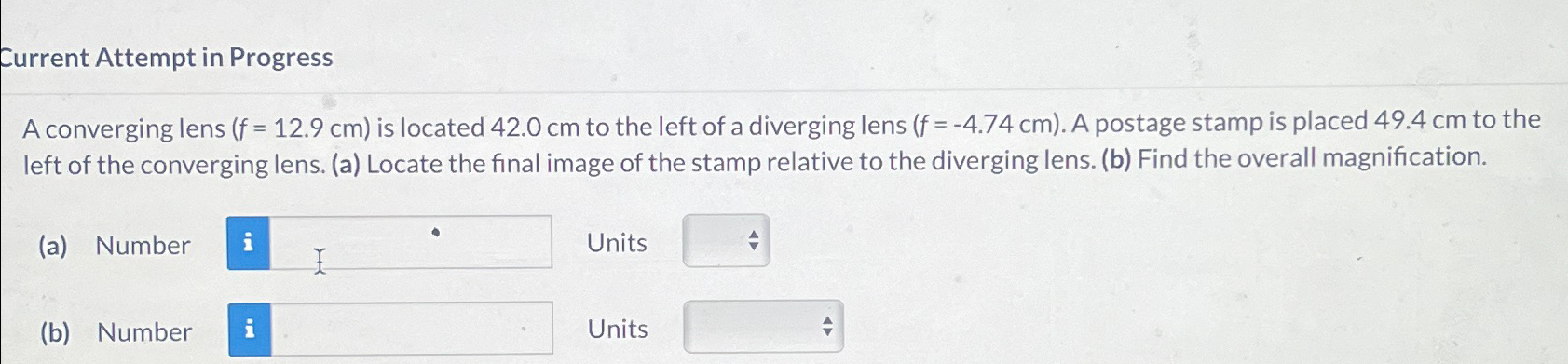 Solved Current Attempt in ProgressA converging lens ) ﻿is | Chegg.com