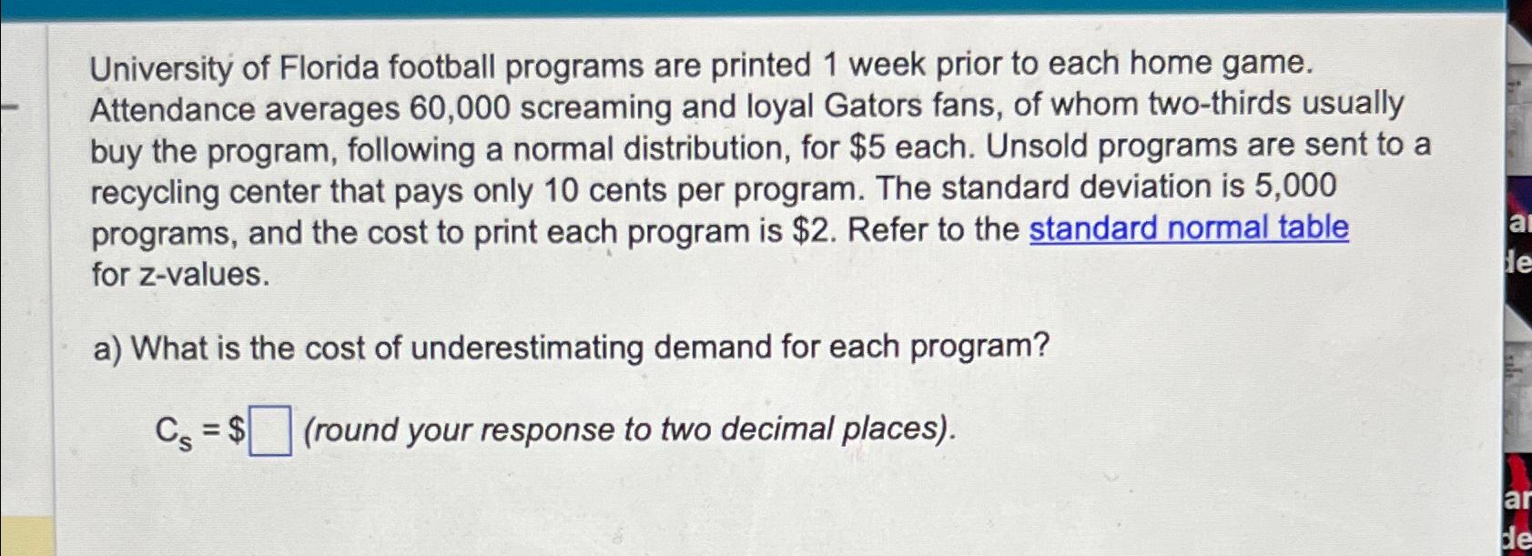 Solved University of Florida football programs are printed 1 | Chegg.com
