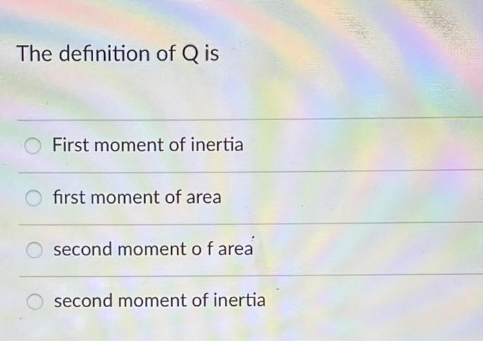 Solved The definition of Q is First moment of inertia first | Chegg.com