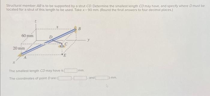 Solved Structural member AB is to be supported by a strut | Chegg.com
