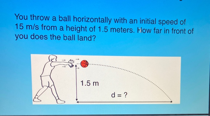 Solved You throw a ball horizontally with an initial speed | Chegg.com