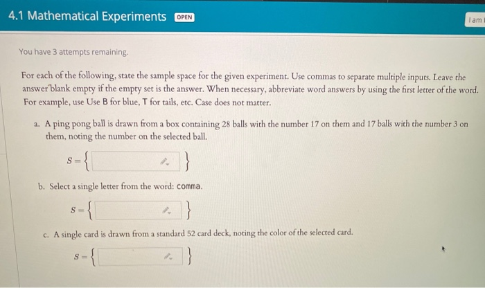 Solved 4.1 Mathematical Experiments OPEN Tam You have 3 | Chegg.com