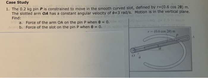 Solved Case Study 1. The 0.2 kg pin P is constrained to move | Chegg.com