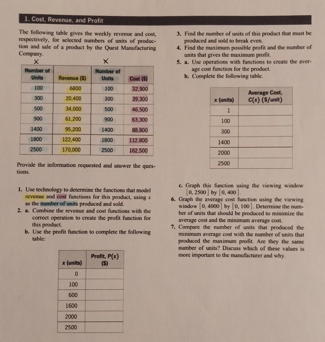 Solved The following table gives the weekly revenue and | Chegg.com