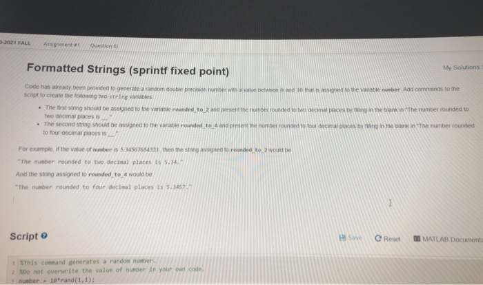 Solved 2021 Fall Assignment Question Formatted Strings 
