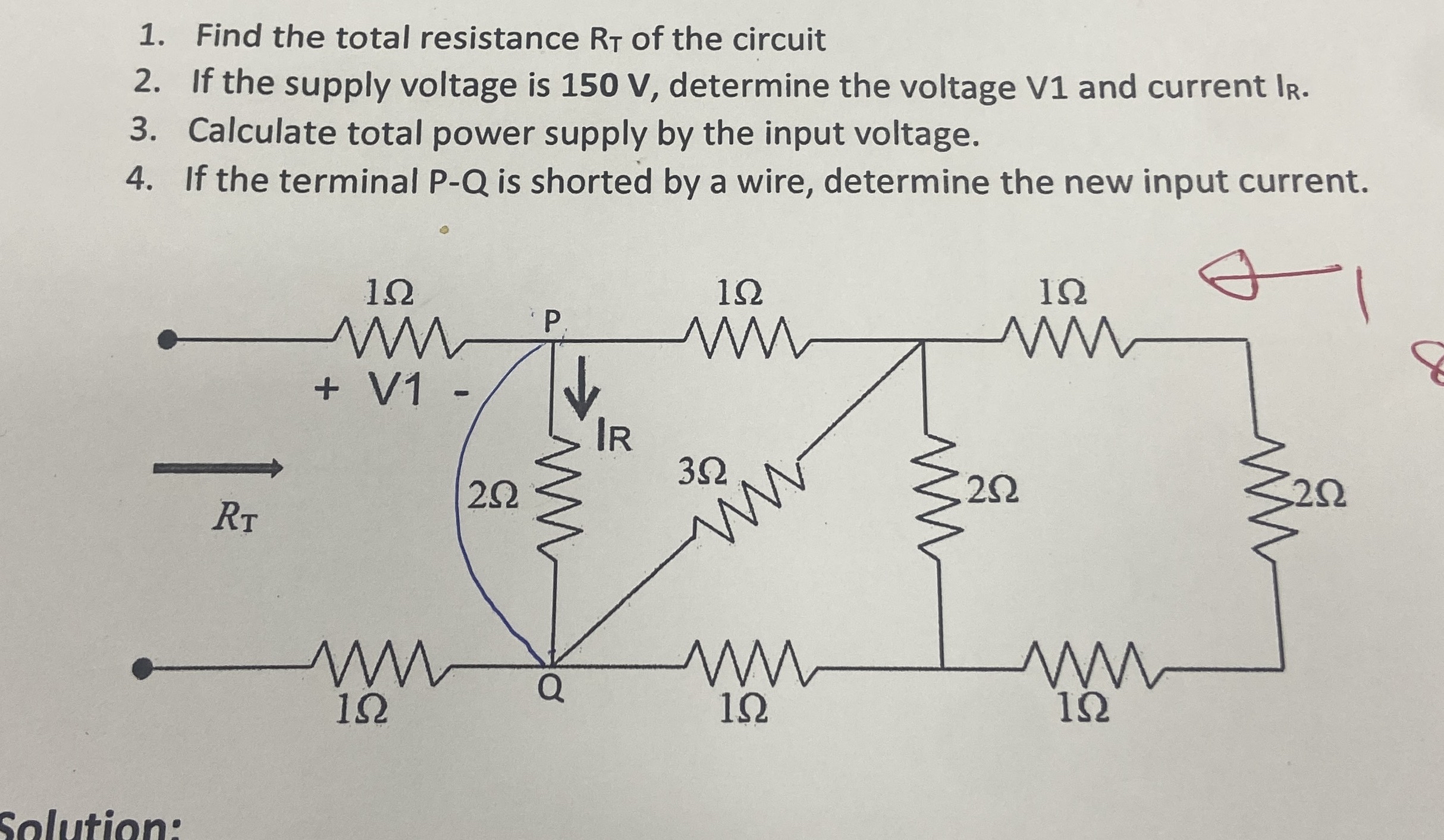 Solved Find the total resistance RT ﻿of the circuitIf the | Chegg.com