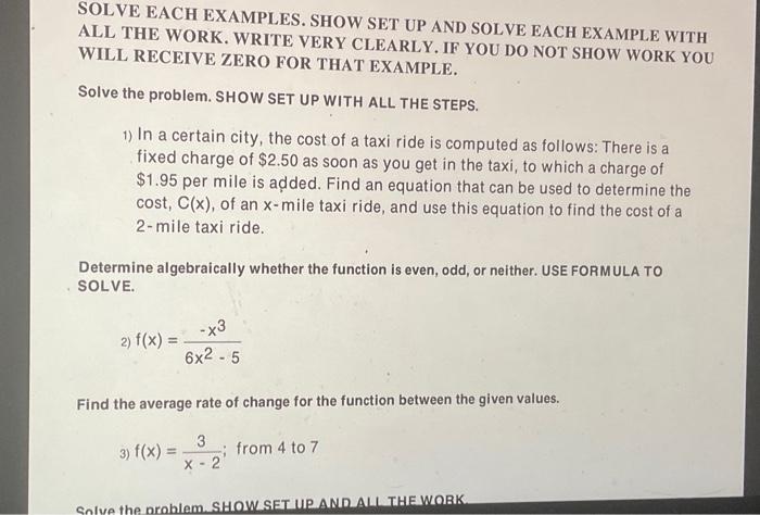 Solved SOLVE EACH EXAMPLES. SHOW SET UP AND SOLVE EACH | Chegg.com