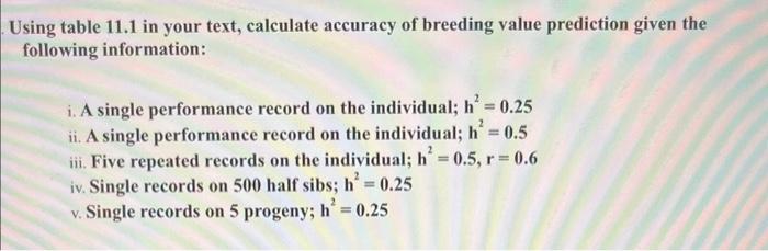 Solved Using table 11.1 in your text, calculate accuracy of | Chegg.com