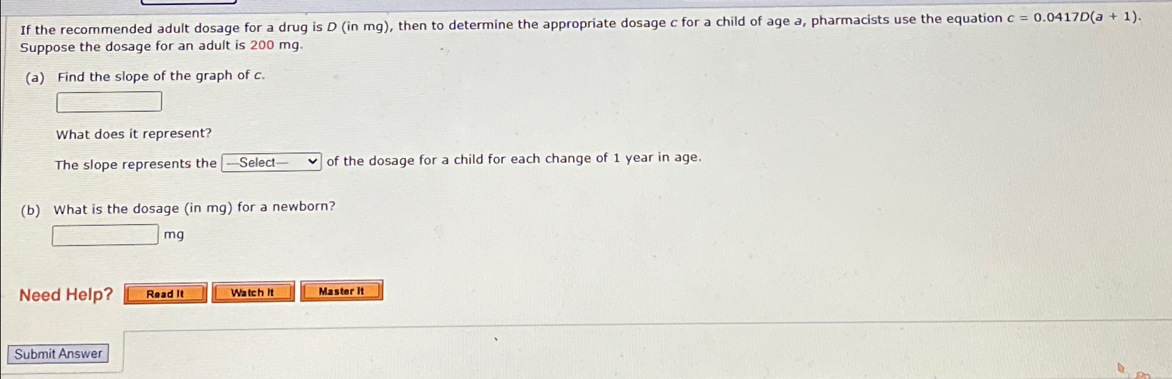 Solved If the recommended adult dosage for a drug is D (in | Chegg.com