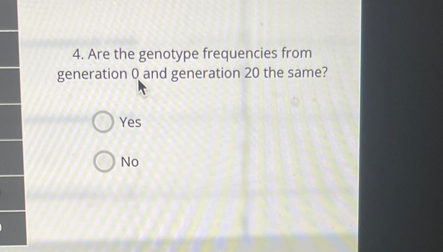 Solved Are the genotype frequencies from generation 0 ﻿and | Chegg.com