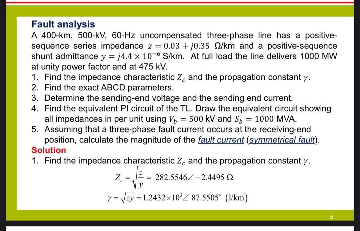 Solved Fault analysisA 400-km,500-kV,60-Hz ﻿uncompensated | Chegg.com