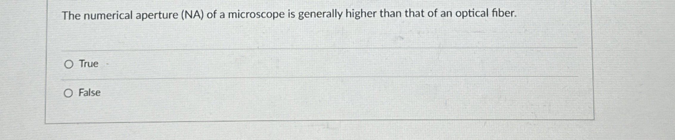 Solved The numerical aperture (NA) ﻿of a microscope is | Chegg.com