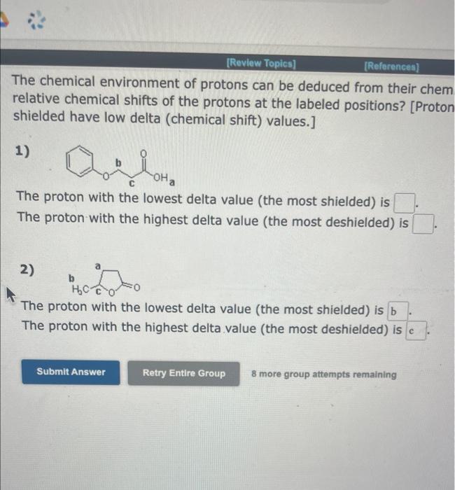 Solved The chemical environment of protons can be deduced | Chegg.com