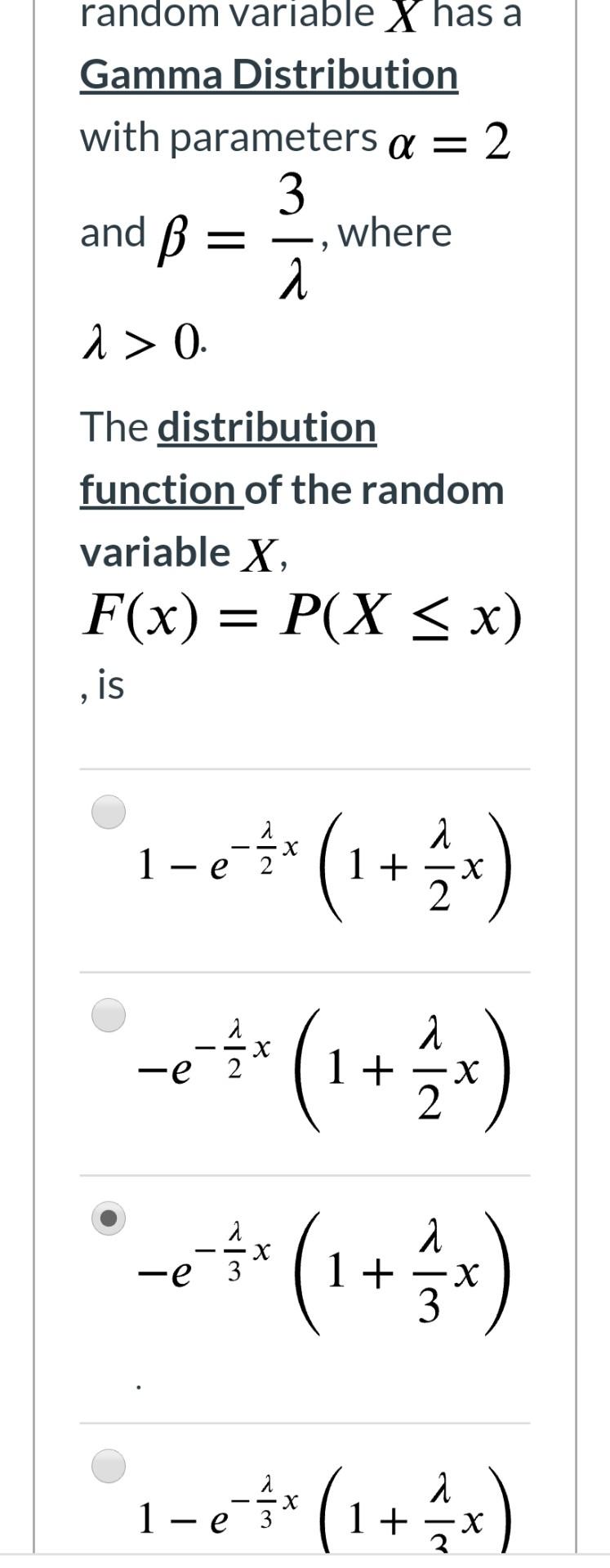 Solved random variable X has a Gamma Distribution with | Chegg.com