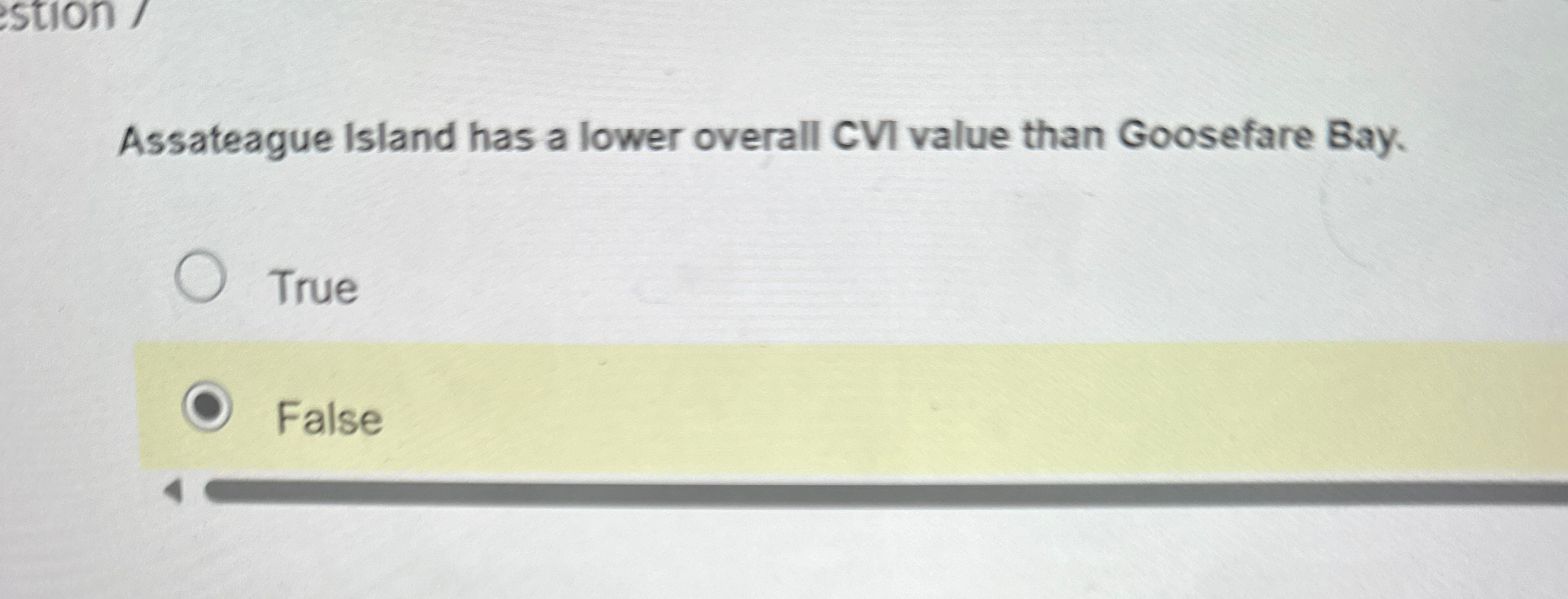 Solved Assateague Island has a lower overall CVI value than | Chegg.com