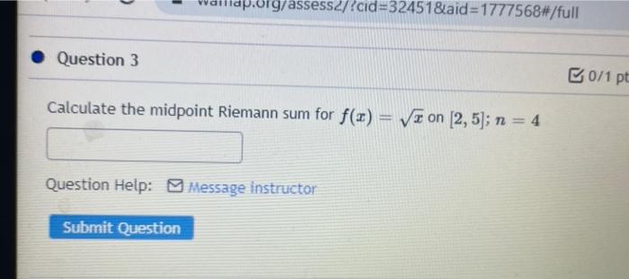 Solved Calculate the midpoint Riemann sum for f(x)=x on | Chegg.com