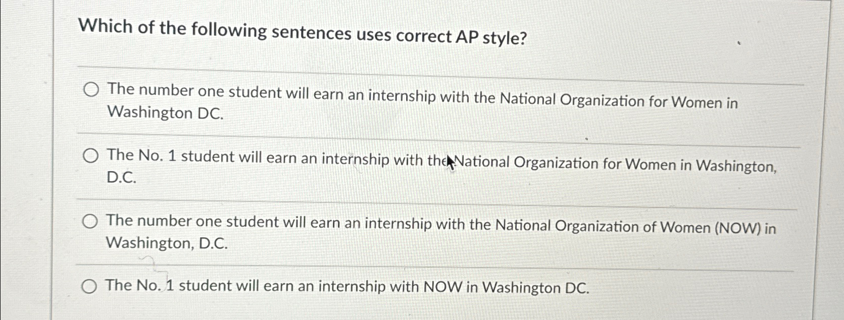 Solved Which of the following sentences uses correct AP | Chegg.com