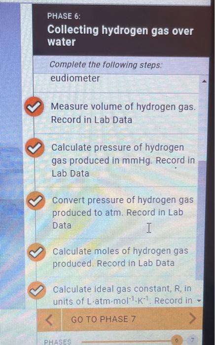 Colleccting hydrogen gas over water. Invert | Chegg.com