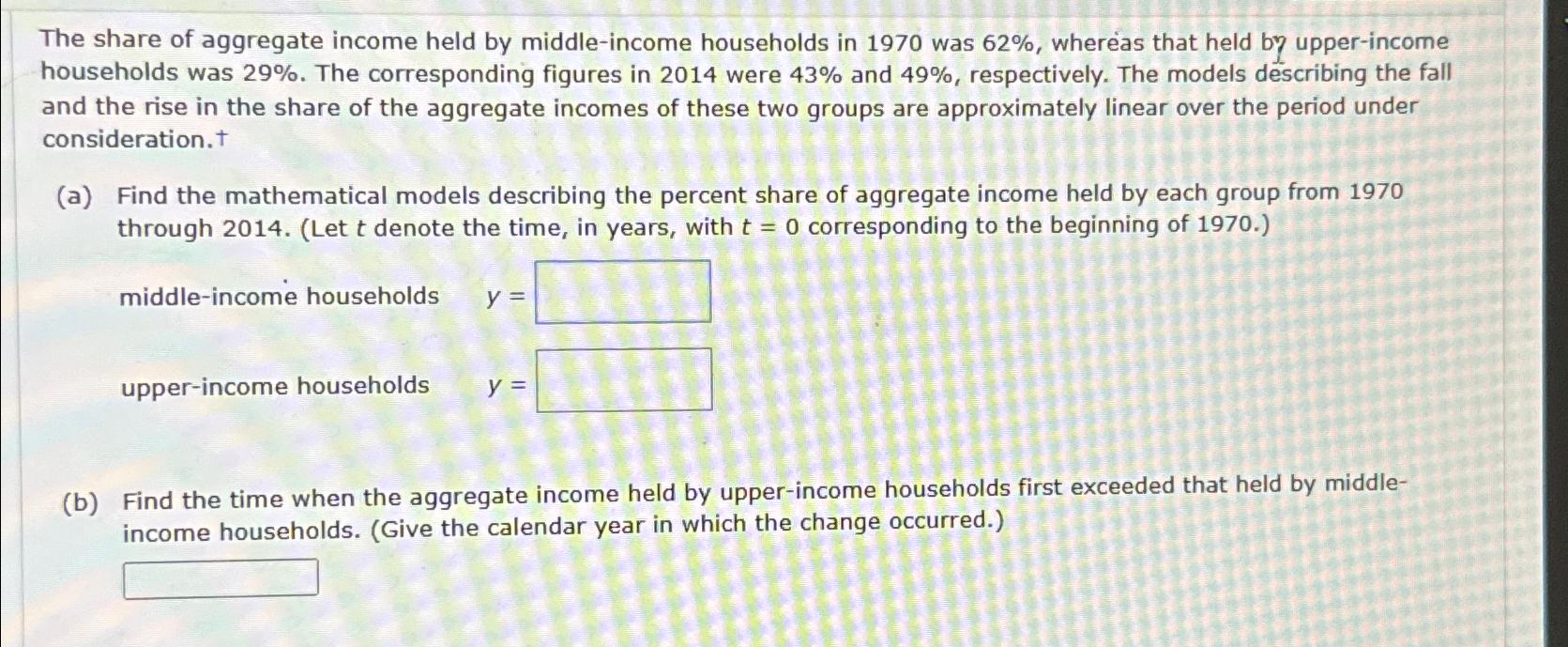 Solved The share of aggregate income held by middle-income | Chegg.com
