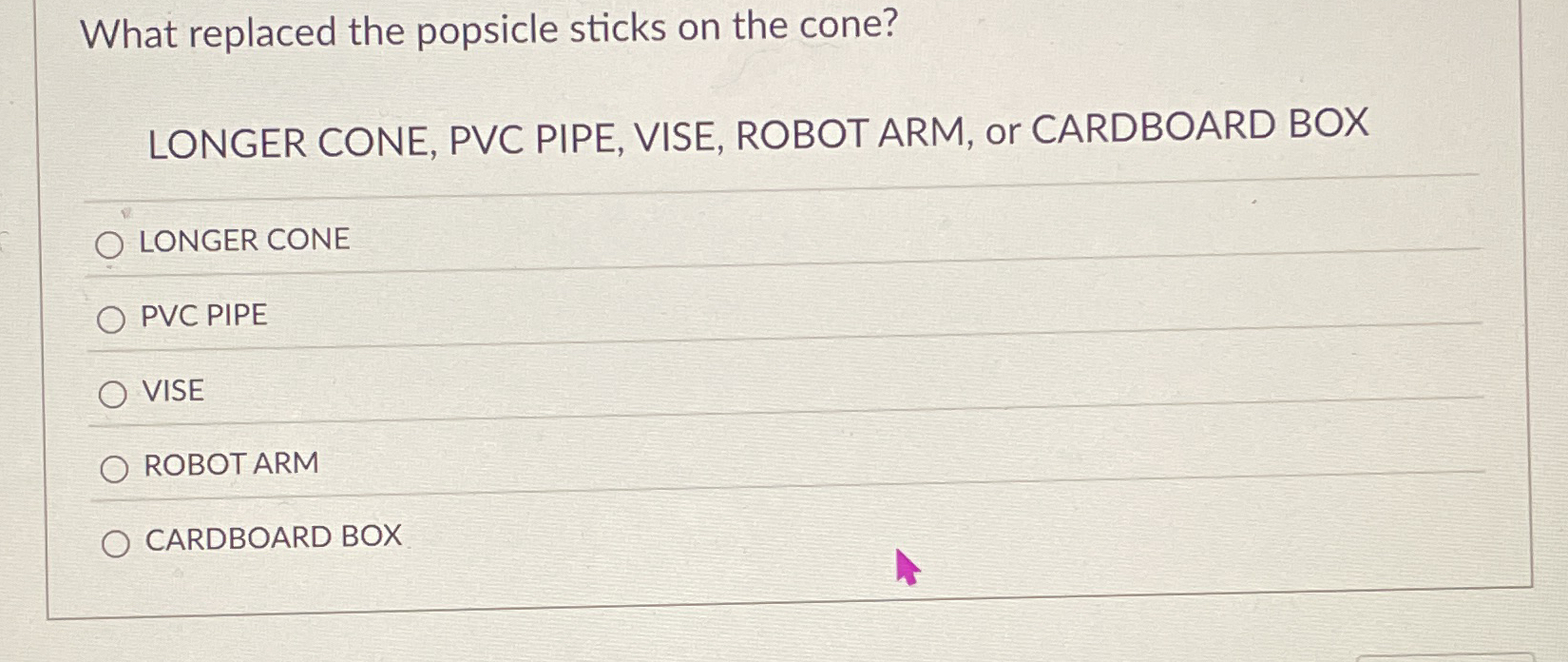 Solved What replaced the popsicle sticks on the cone?LONGER | Chegg.com