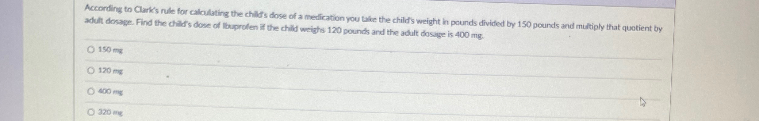 Solved According to Clark's rule for calculating the child's | Chegg.com