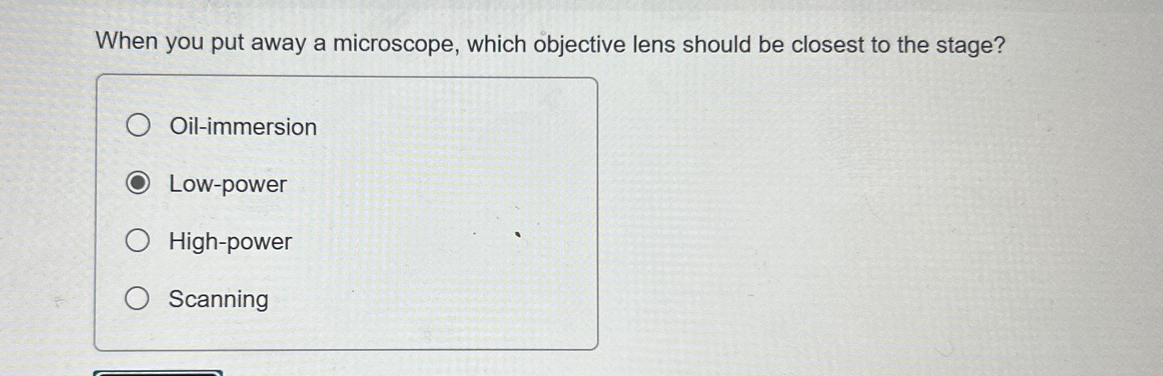 Solved When you put away a microscope, which objective lens | Chegg.com