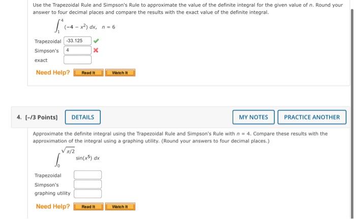 Solved Use the Trapezoidal Rule and Simpson's Rule to | Chegg.com