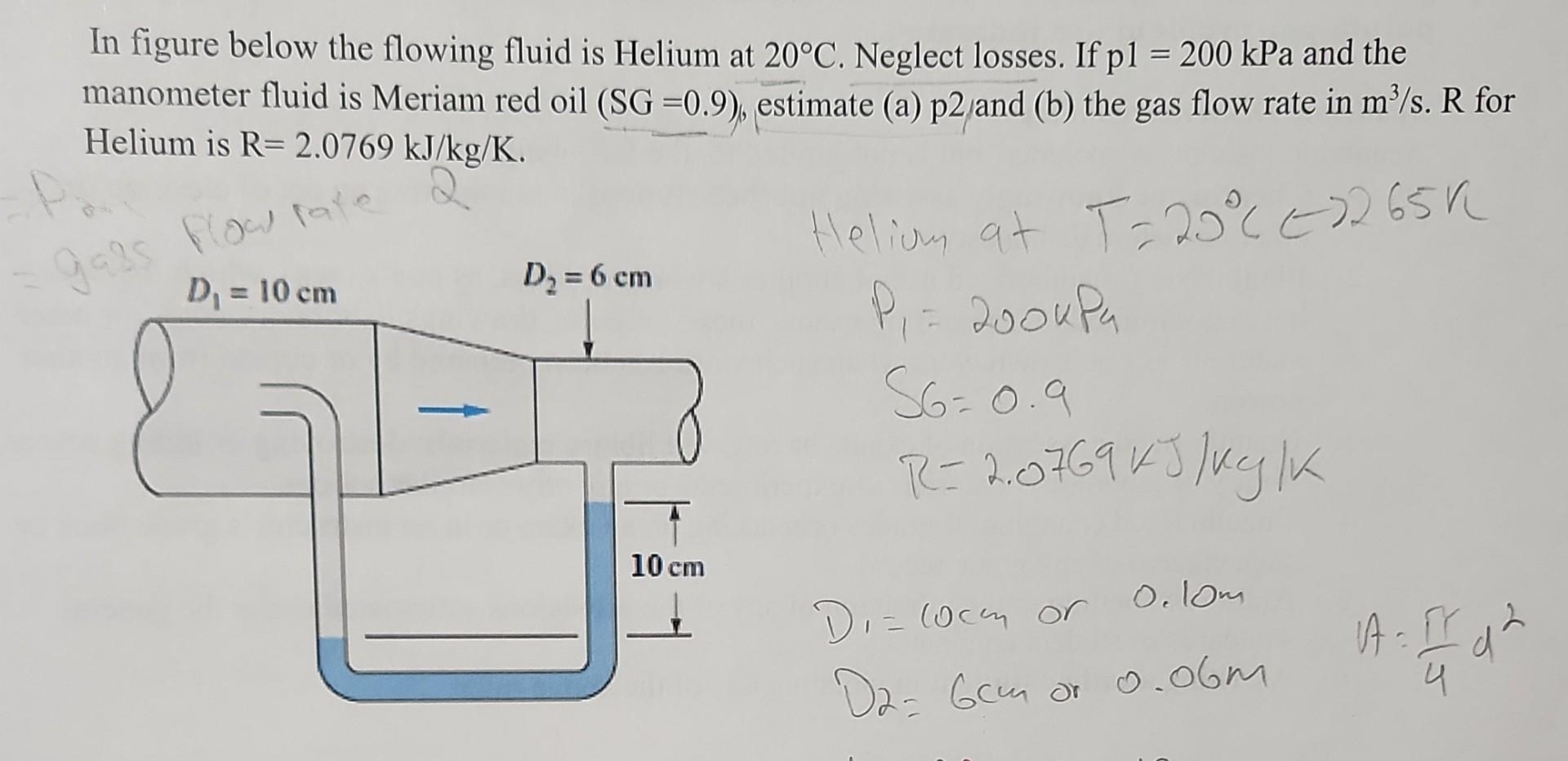Solved In figure below the flowing fluid is Helium at 20∘C. | Chegg.com