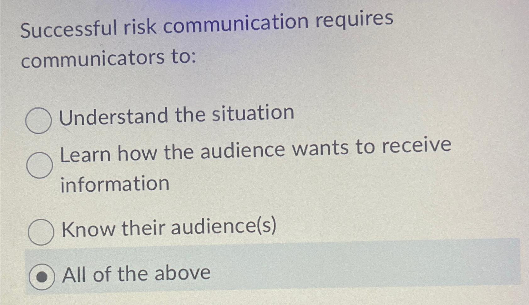 Solved Successful risk communication requires communicators | Chegg.com