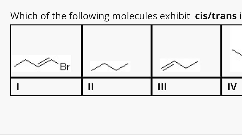 Solved Which of the following molecules exhibit cis/trans i | Chegg.com