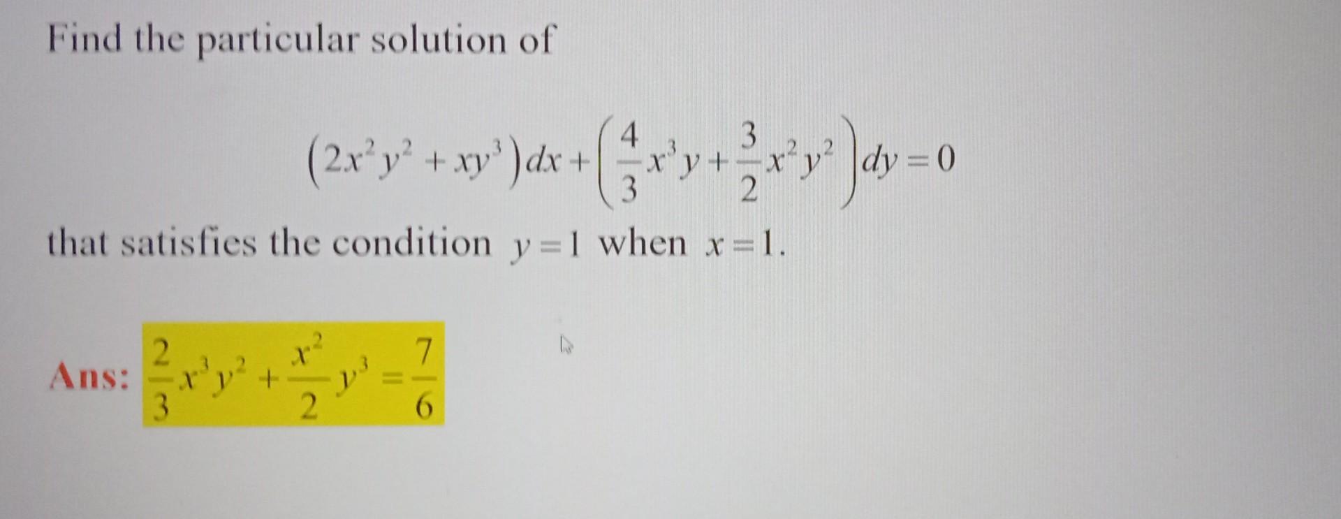 Solved Find the particular solution of | Chegg.com