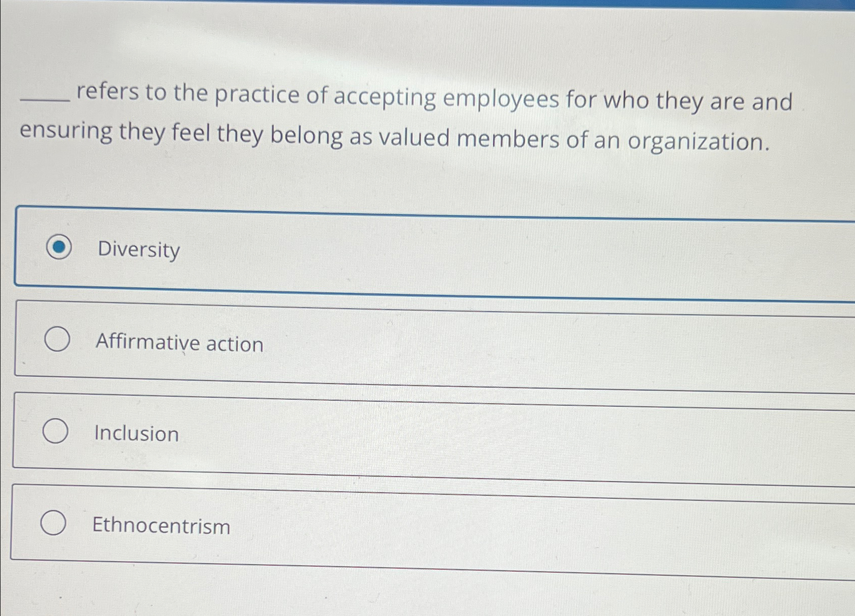 Solved refers to the practice of accepting employees for who | Chegg.com