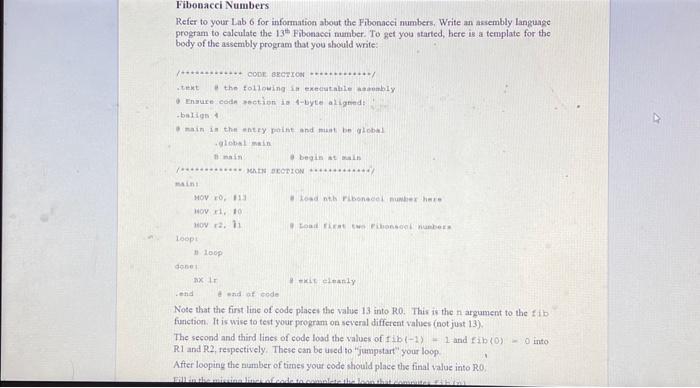 Solved Fibonacci Numbers Refer to your Lab 6 for information | Chegg.com