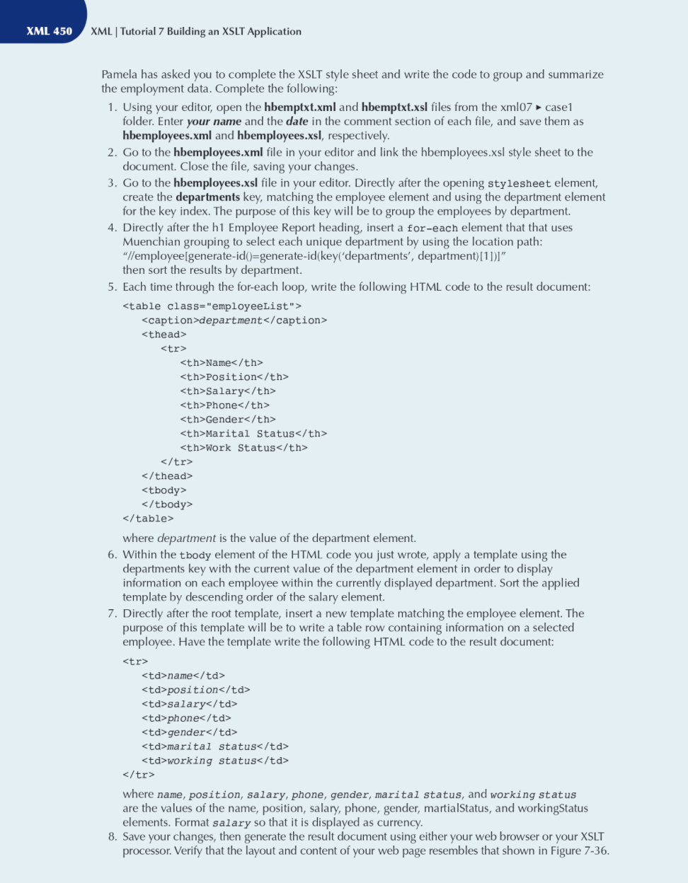 Solved Pamela has asked you to complete the XSLT style sheet | Chegg.com