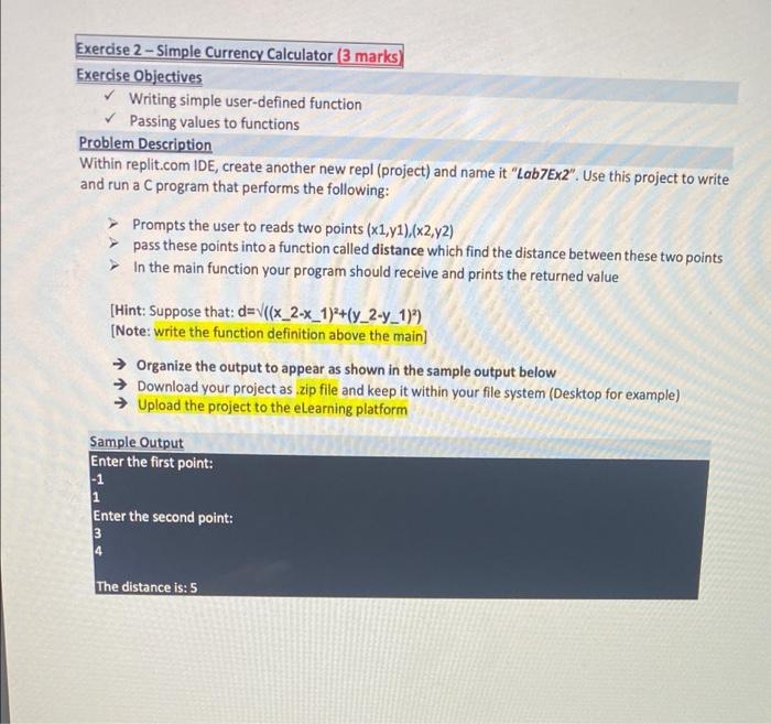 Solved Exercise 2 - Simple Currency Calculator (3 marks) | Chegg.com