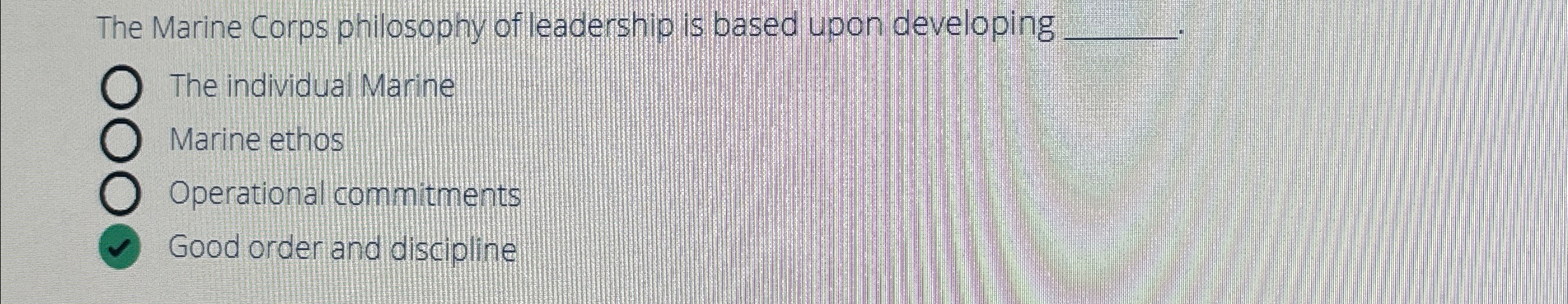 Solved The Marine Corps philosophy of leadership is based | Chegg.com