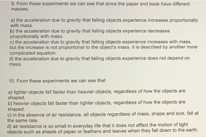 Solved 9. From these experiments we can see that since the | Chegg.com