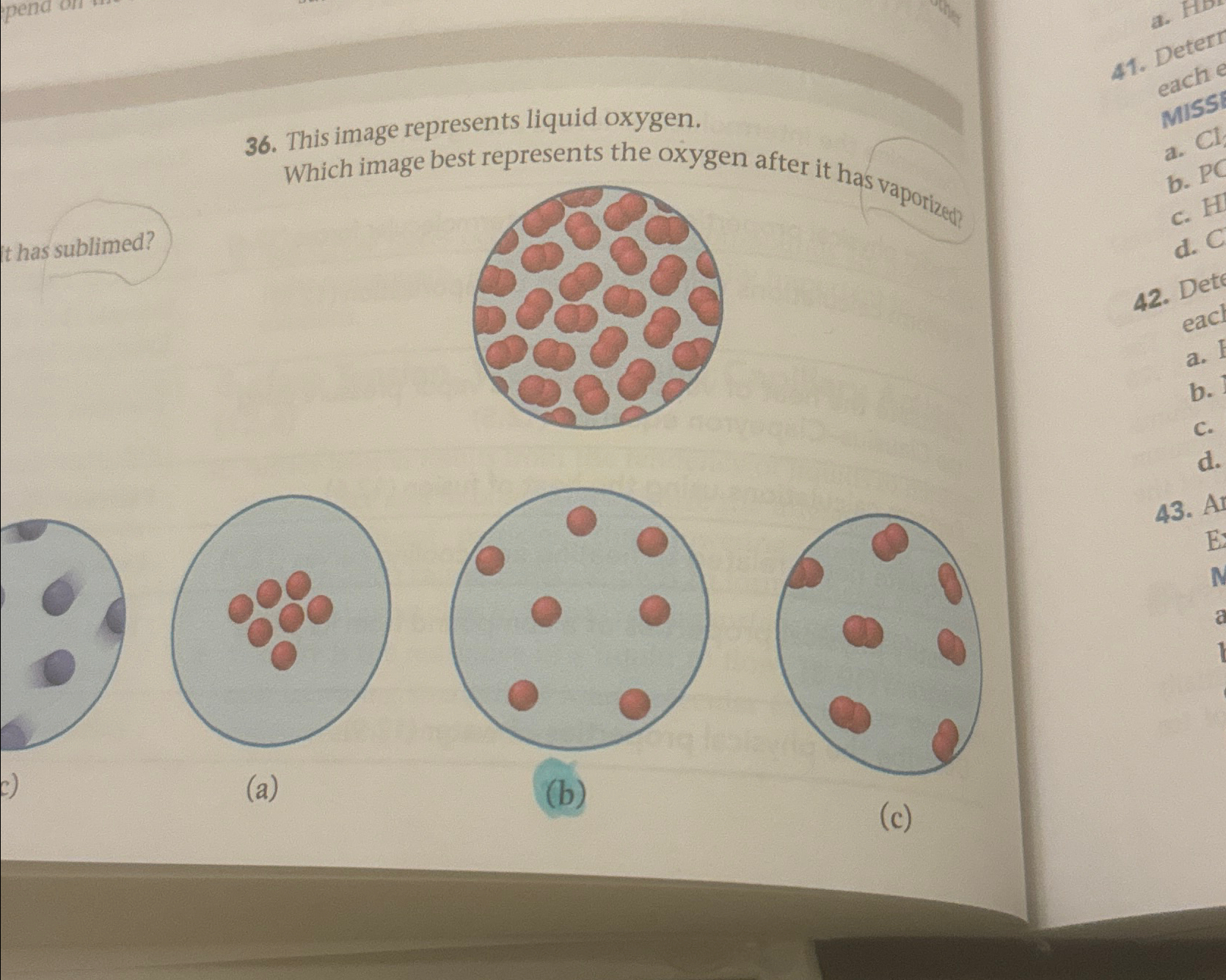 Solved This image represents liquid oxygen. Which image best | Chegg.com