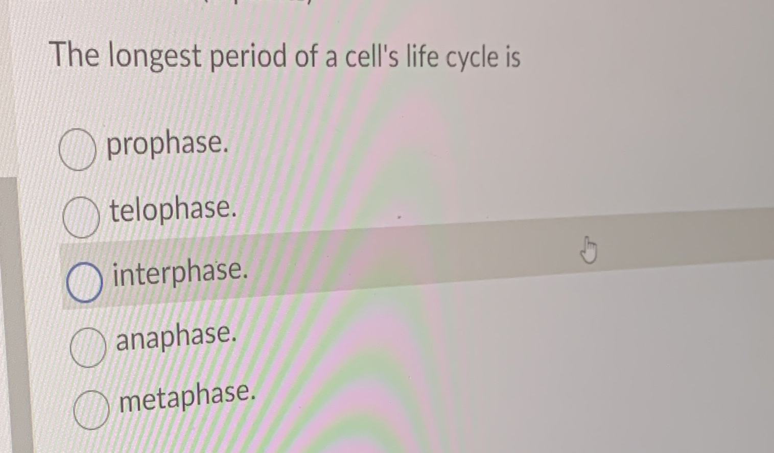 Solved The longest period of a cell's life cycle | Chegg.com