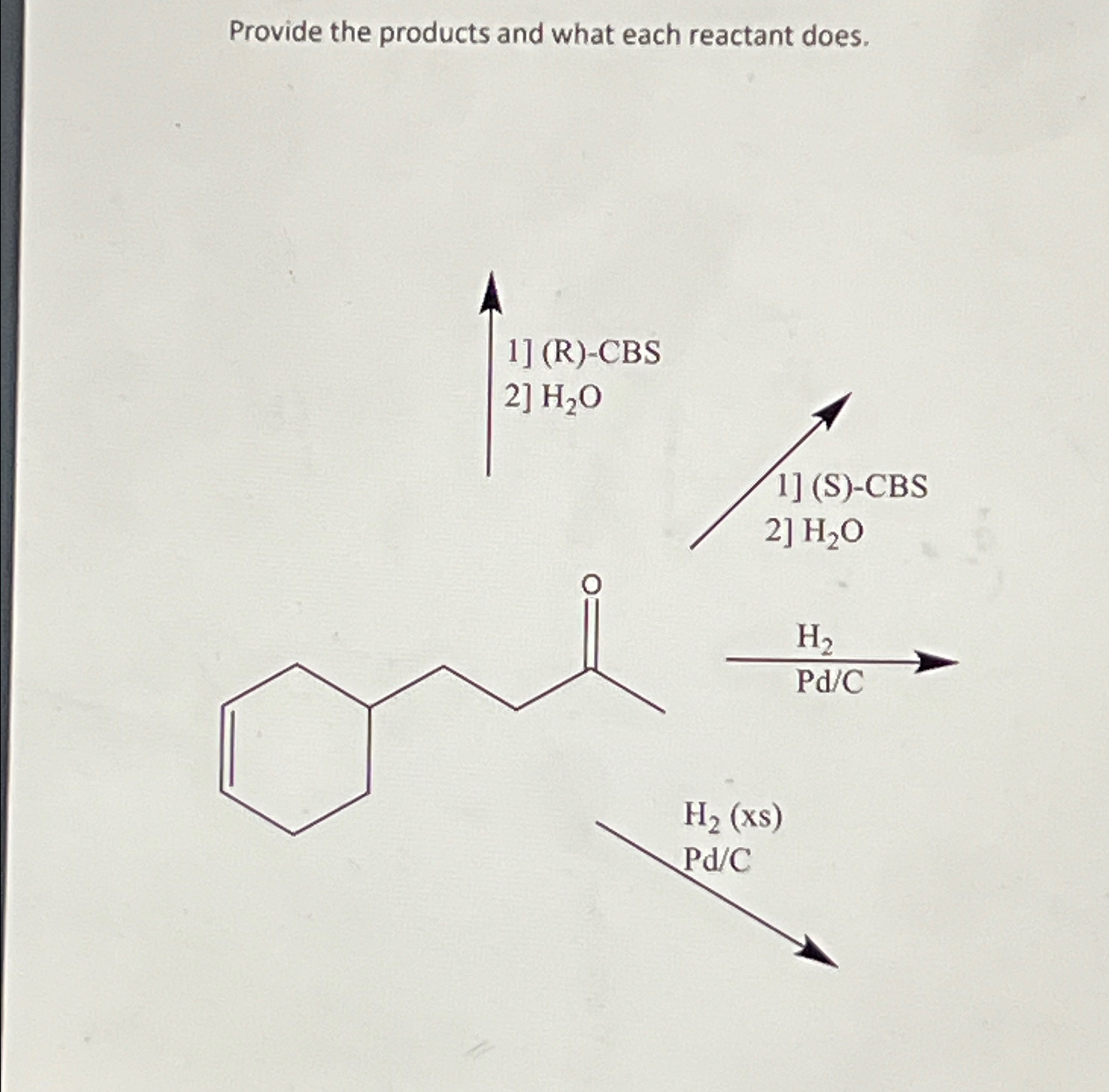 Solved Provide the products and what each reactant does. | Chegg.com