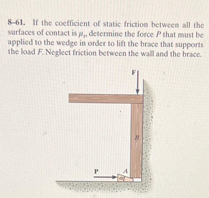 Solved 8 61 ﻿if The Coefficient Of Static Friction Between