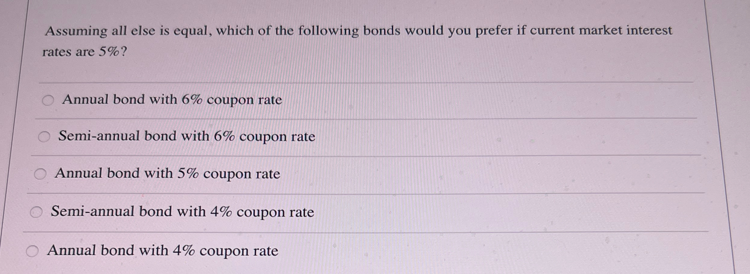 Solved Assuming all else is equal, which of the following | Chegg.com