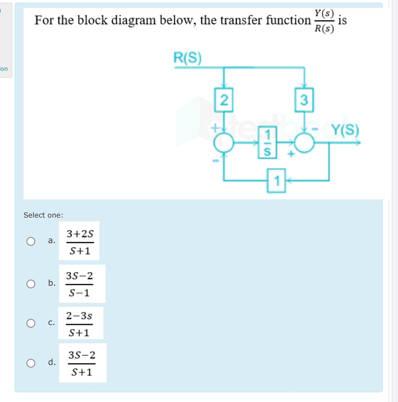 Solved For the block diagram below, the transfer function | Chegg.com