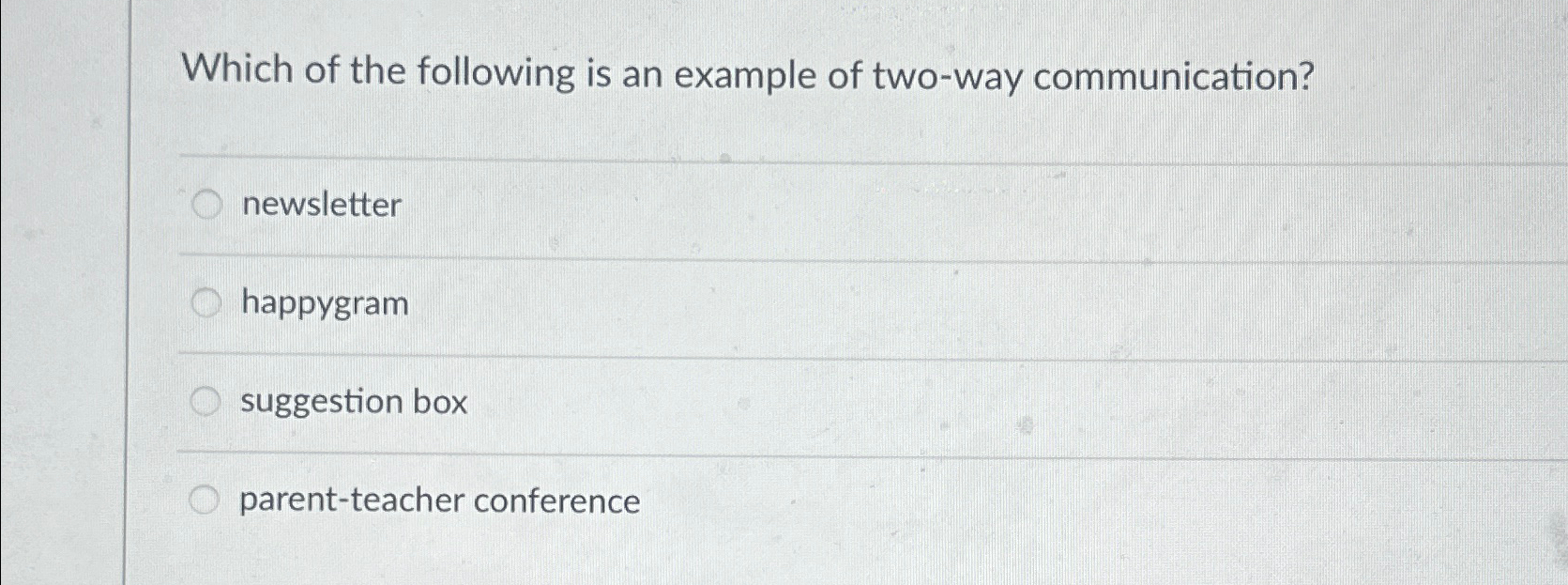 Solved Which of the following is an example of two-way | Chegg.com