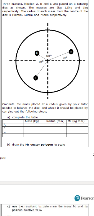 Solved Three masses, labelled A, ﻿B and C are placed on a | Chegg.com